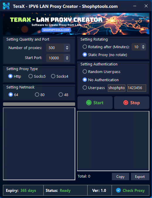 TeraX - LAN Proxy Creator - Tạo Proxy V6 từ LAN - Tải Công Cụ TeraX ...