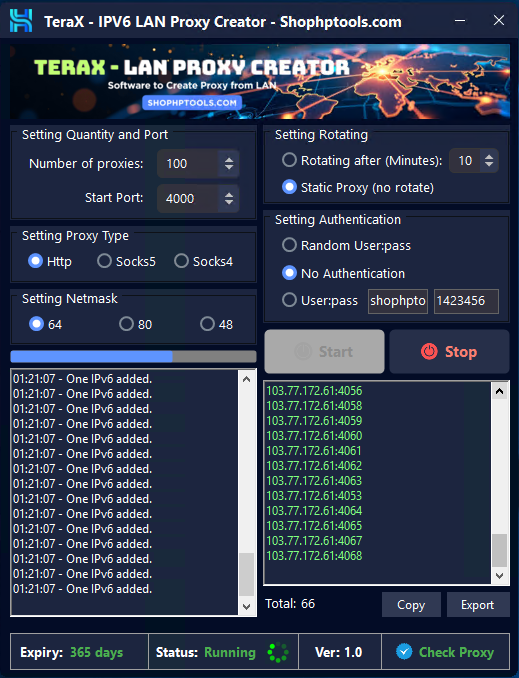 TeraX - LAN Proxy Creator - Tạo Proxy V6 từ LAN - Tải Công Cụ TeraX - LAN Proxy Creator - Tạo ...