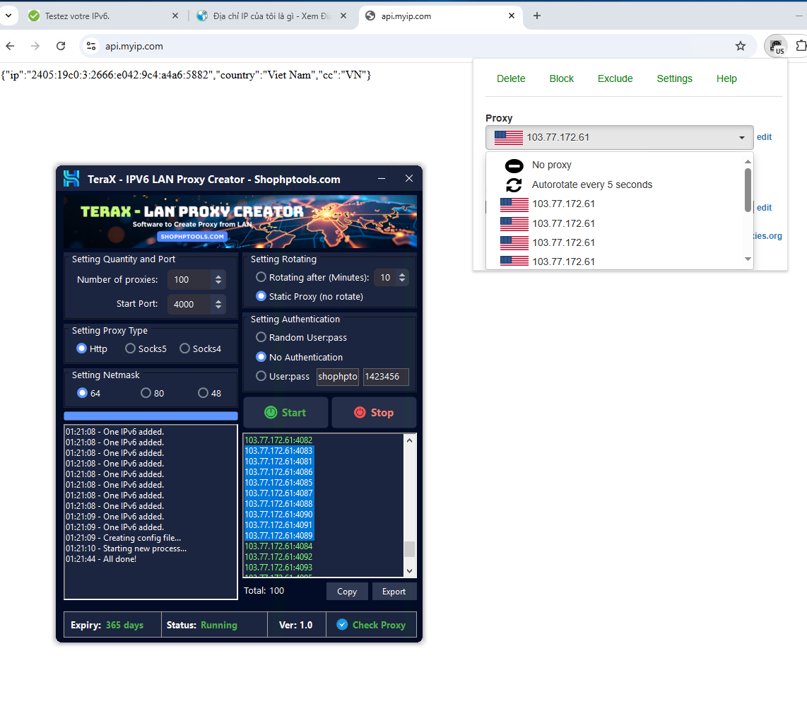 TeraX - LAN Proxy Creator - Tạo Proxy V6 từ LAN - Tải Công Cụ TeraX - LAN Proxy Creator - Tạo ...