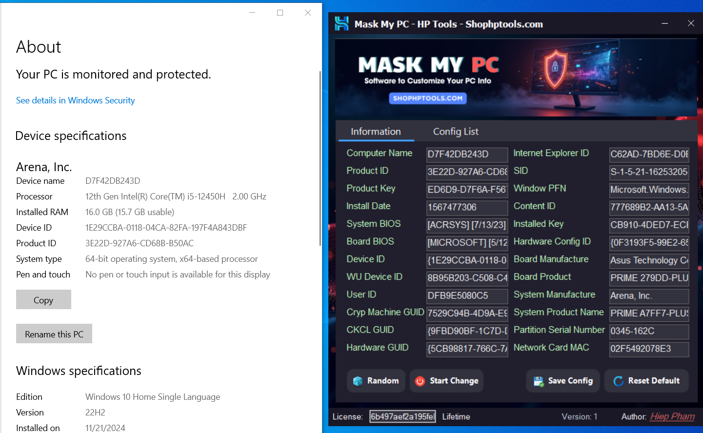Mask My PC - Change Info PC - Tải Công Cụ Mask My PC - Change Info PC ...