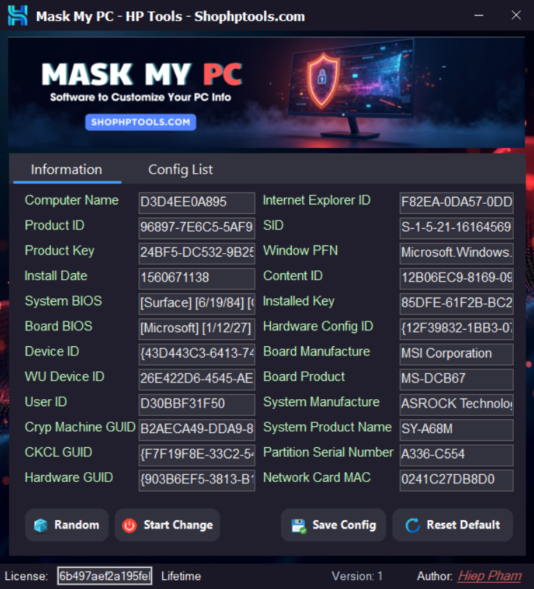 Mask My PC - Change Info PC - Tải Công Cụ Mask My PC - Change Info PC Chất Lượng Nhất | HP Tools ...